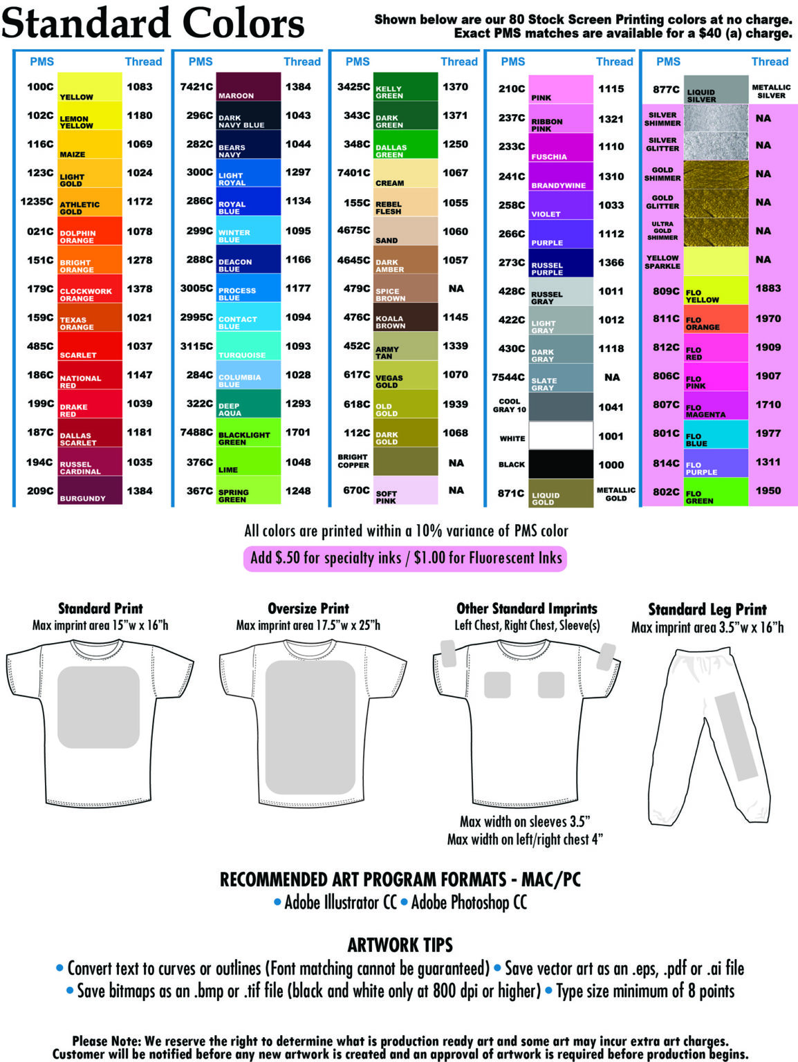 Stock Thread and Ink Colors - Flying Colors